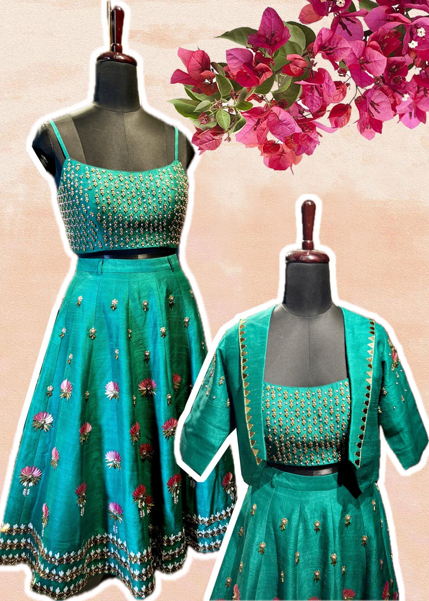 Peacock Colour Lehenga Set – Shimpi